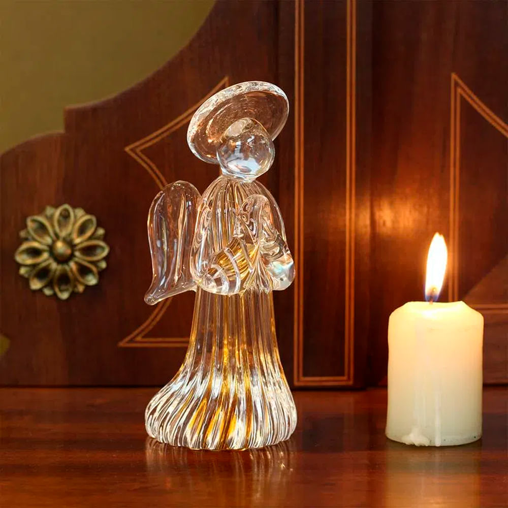 Small Glass Angel Figurine Amber | Cá d' Oro - Cá d'Oro Glass